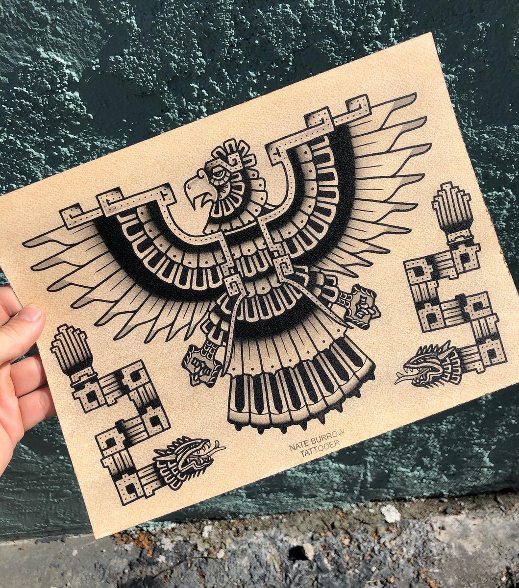 Nate Burrow - Aztec Eagle – Pastime Tattoo